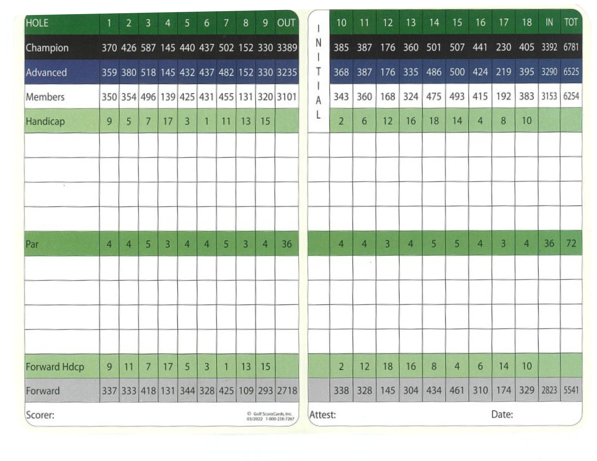 Scorecard - Yuma Golf & Country Club